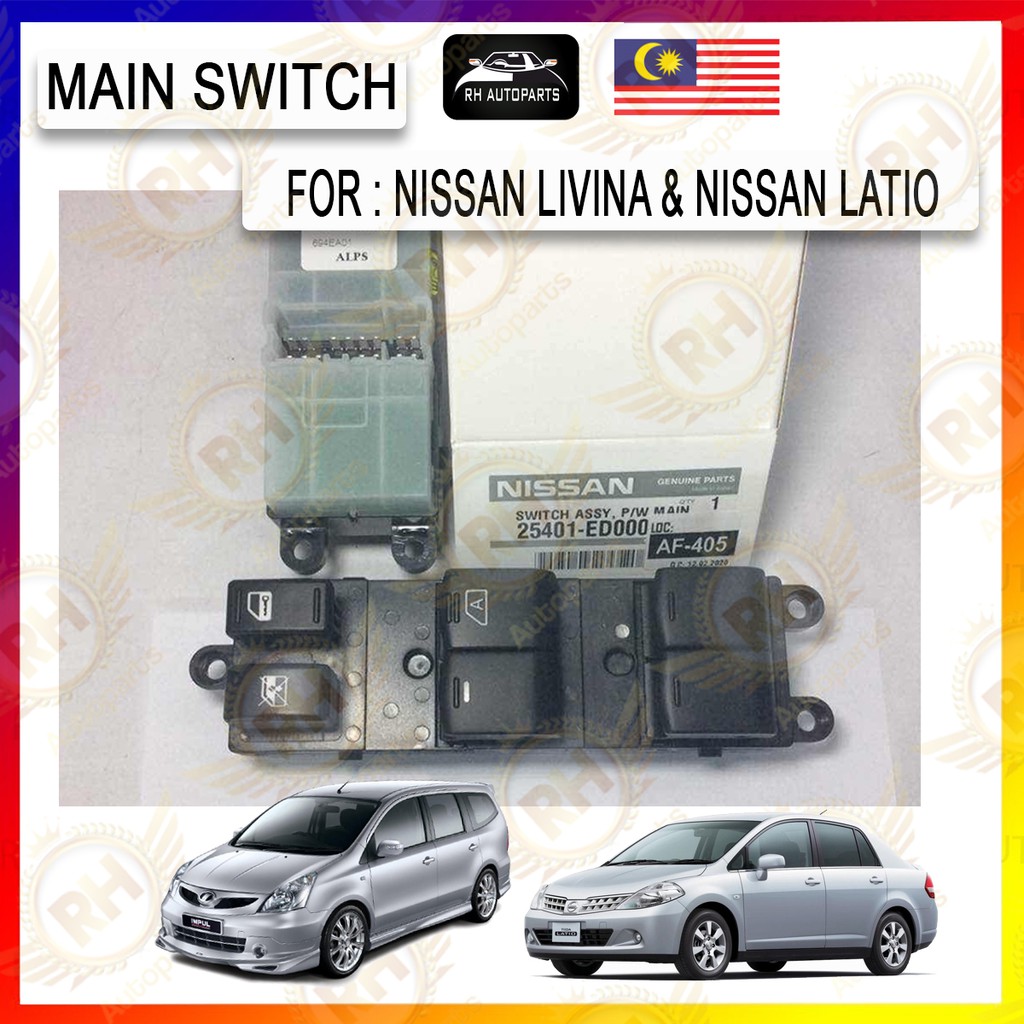 Genuine Nissan Latio Livina Power Window Switch Main Control Master ...