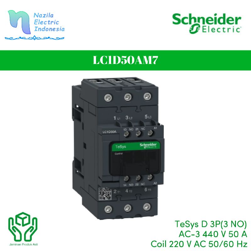 Schneider Contactor LC1D50A-M7 LC1D50AM7 80A 3P 220V Original | Shopee ...