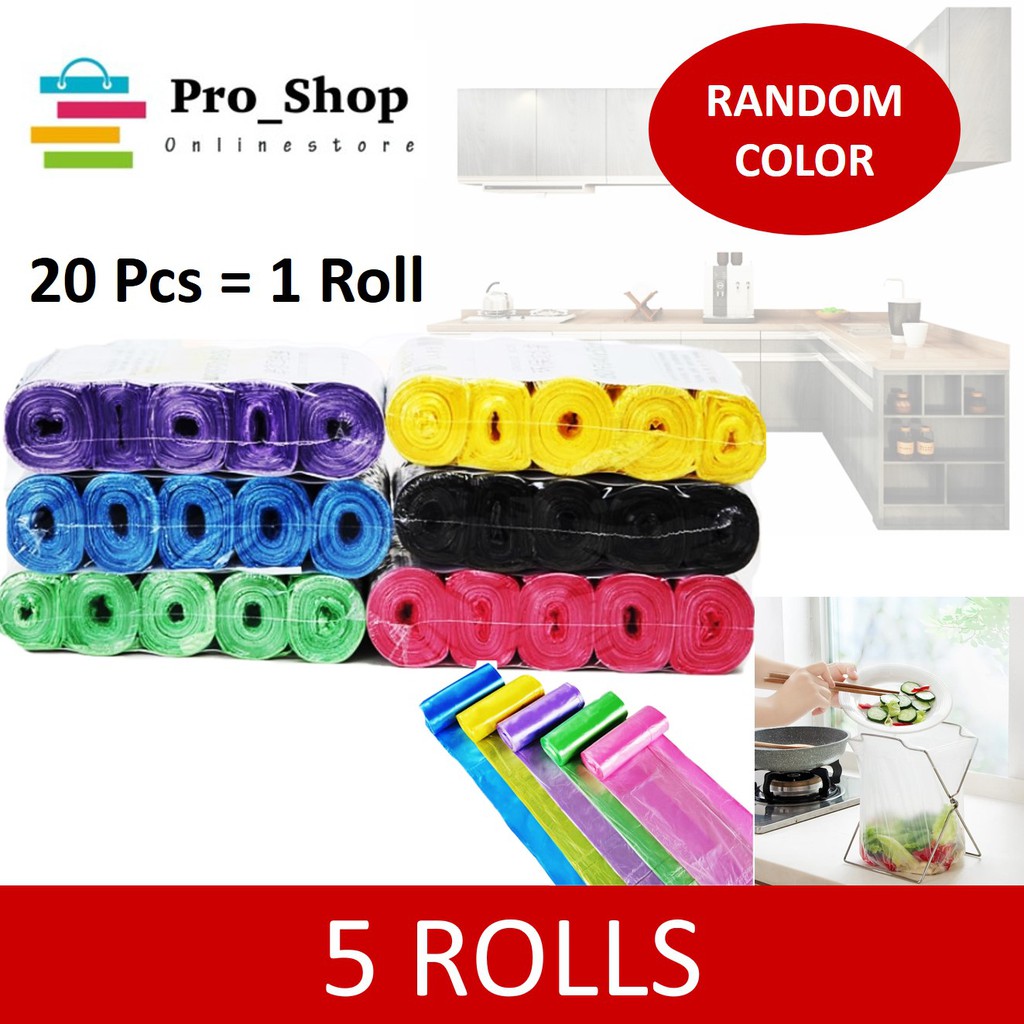 5 Roll - Good Quality [40cm x 45cm] Thicken Colored Trash Bags Garbage ...