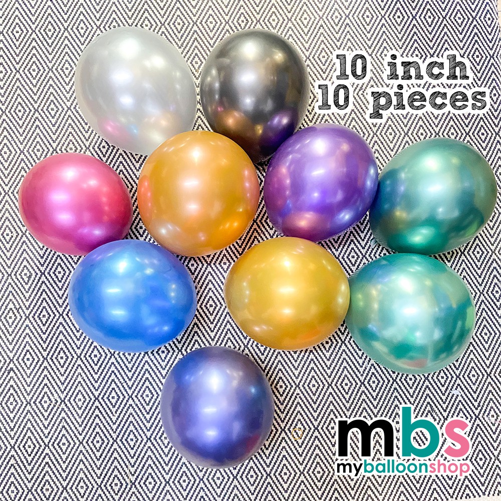[10pcs] - 10 inch Chrome Metallic Balloon 10 inch Metallic balloons[10L ...