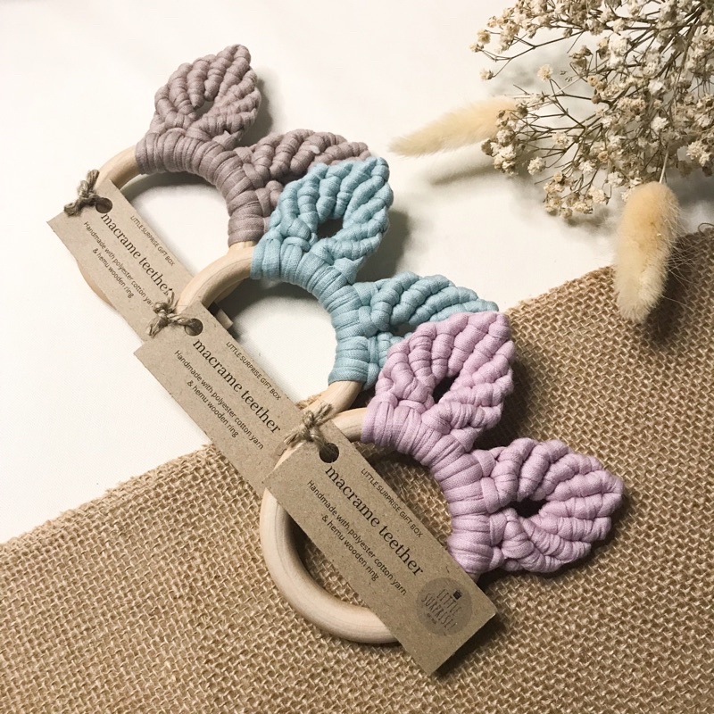 macrame baby teether newborn sensory toys bunny ears teether mainan ...