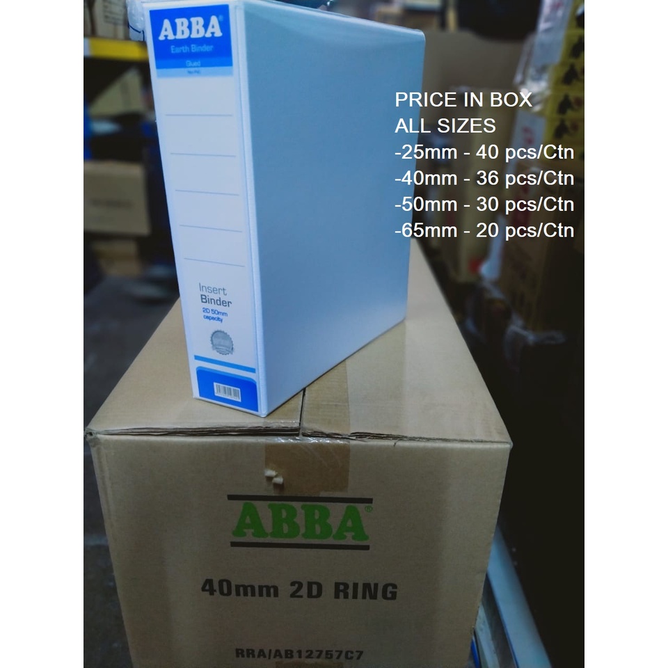 *CLEARANCE* Abba 25mm / 40mm / 50mm / 65mm PVC 2D Ring File A4 Insert ...