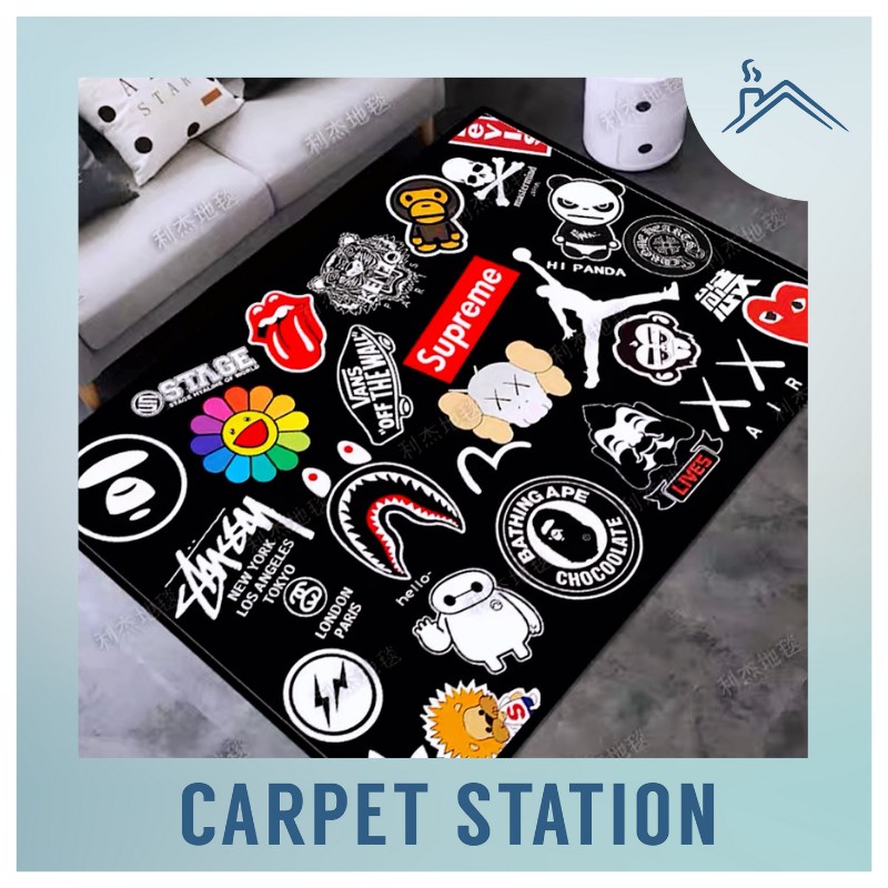 Famous All Branded Logo Design Carpet Streetwear 3D Logo Printing NBA ...