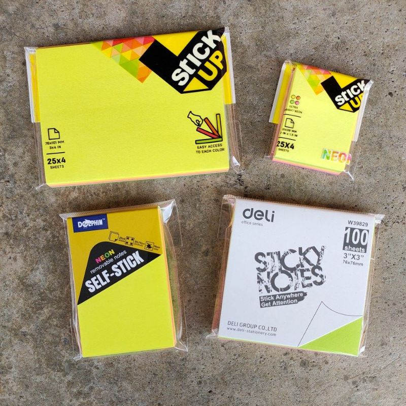 Sticky Notes 4 Bright Neon Colours 100 Sheets | Shopee Malaysia
