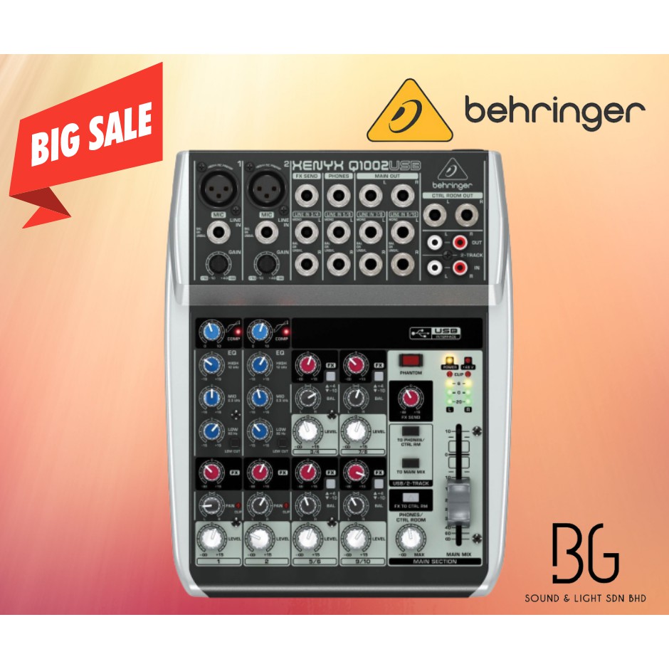 Behringer Q1002USB Premium 10-Input 2-Bus Mixer with XENYX Mic Preamps ...