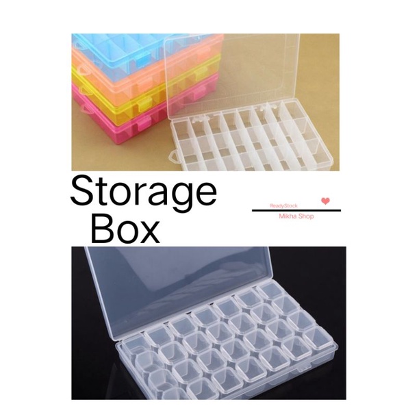 28 /24 Slots Adjustable Compartment Plastic Storage Box | Shopee Malaysia