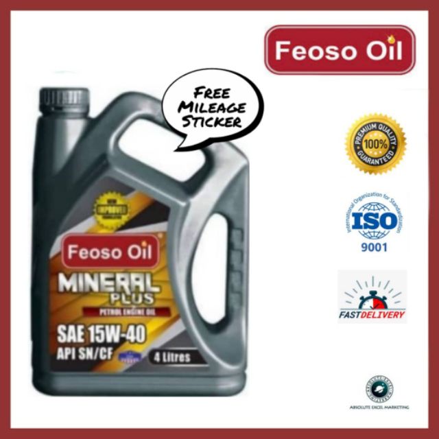 FEOSO OIL Mineral Plus Petrol Engine Oil / Lubricant / Minyak Engine ...