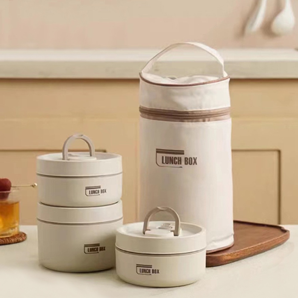 Microwaveable 304 Stainless Steel Lunch Box Round Insulated Food ...