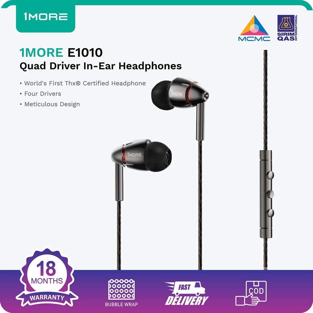 【Official Store】1MORE Quad Driver Hi Res Hybrid Remote Volume Control Microphone In Ear ...