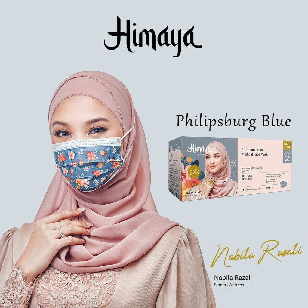HIMAYA Original 100% HeadLoop Hijab Mask 3Ply 50PCS Medical Face Mask ...