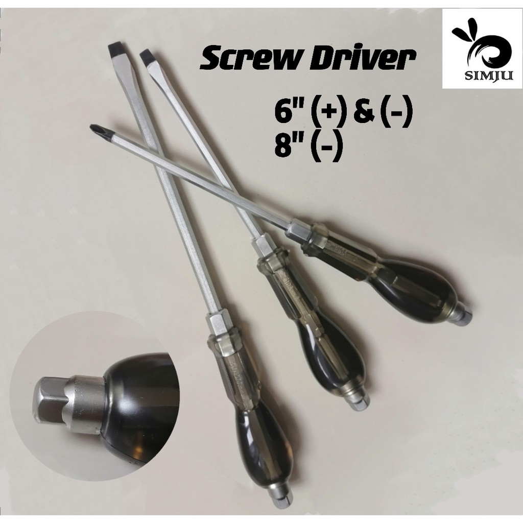 6" 8" Screwdriver Cross & Flat With Cushion Grip Screw Driver | Shopee ...