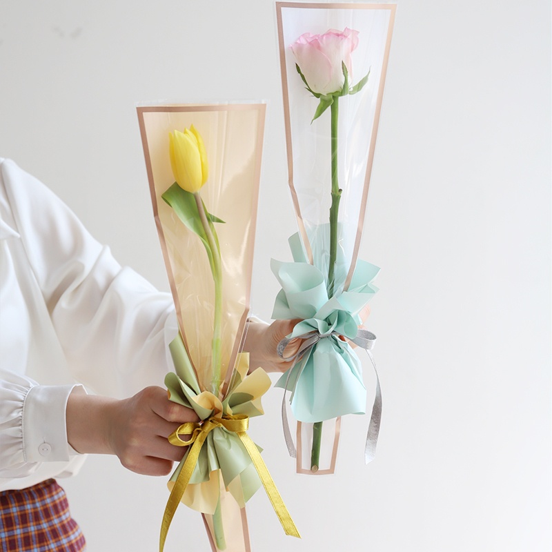 50pcs Single Colour Gold Frame Bag for Single Flower Bouquet Packaging ...