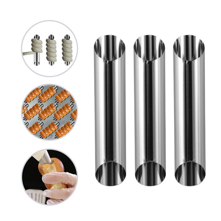 6Pcs Stainless Steel Cannoli Tubes Spiral Croissants Molds Baking Tube ...