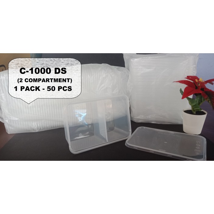 C-1000DS 2 COMPARTMENT MICROWAVE DISPOSAL FOOD CONTAINER (1 Pack - 50 ...