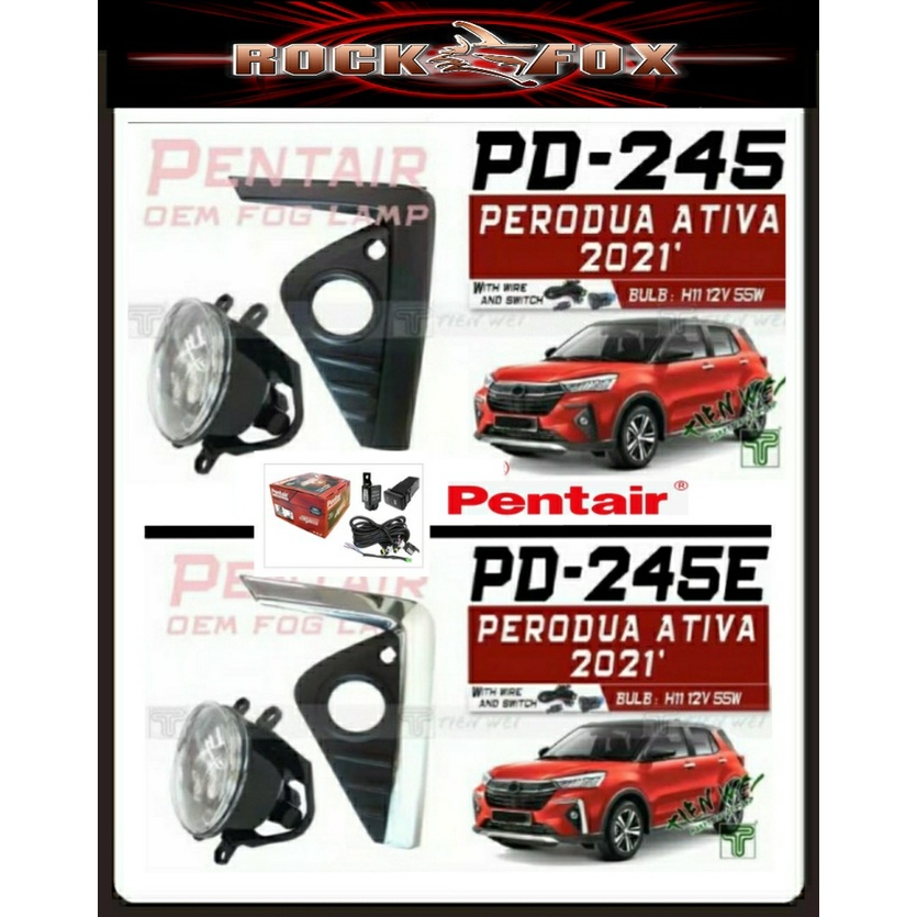 Pentair Perodua Ativa Oem Fog Lamp with Wire and Switch PD-245 Black/PD ...