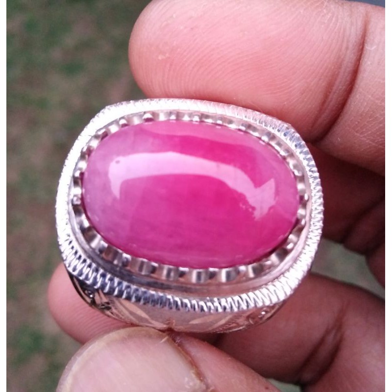 Cincin Perak Lelaki Batu Delima Burma Asli(batu besar) | Shopee Malaysia