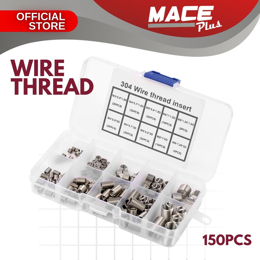 150Pcs Wire Thread Insert Size M3 M4 M5 M6 M8 304 Stainless Steel ...