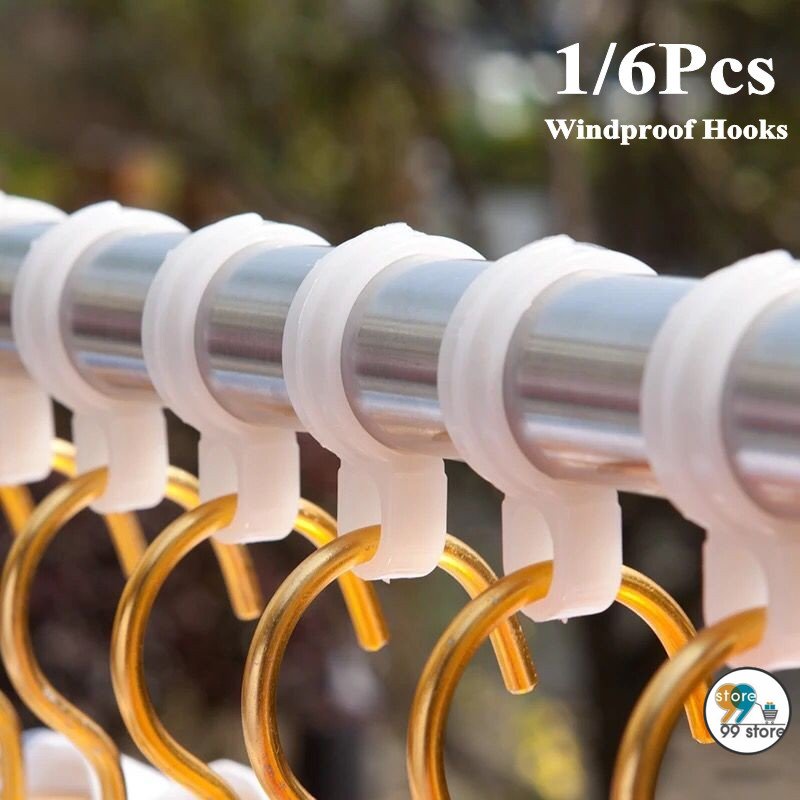 HOT 1/6Pcs Anti-slip Windproof Hook for Clothes Hanger Rod / Home ...