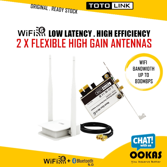 TOTOLINK X3000PE (AX3000) WiFi 6 AX PCI-E WiFi Adapter + Bluetooth 5.0 ...