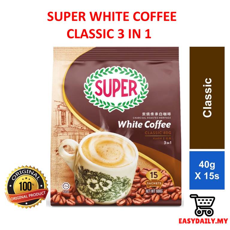 Super Classic White Coffee 3 in 1 Charcoal Roasted (40g x 15's) | Shopee Malaysia