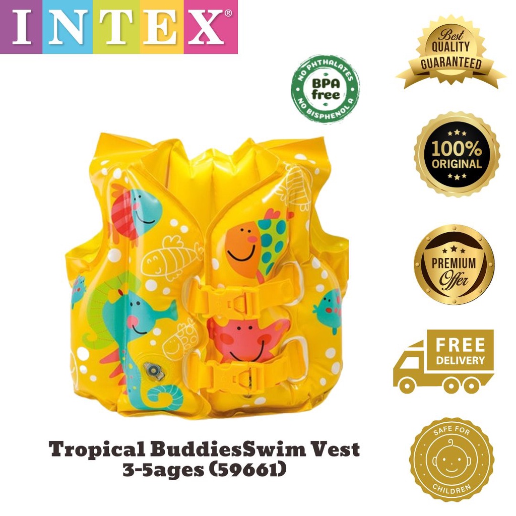 59661 INTEX Tropical Buddies Swim Vest Age 3-5 Life Jacket Kid Life ...
