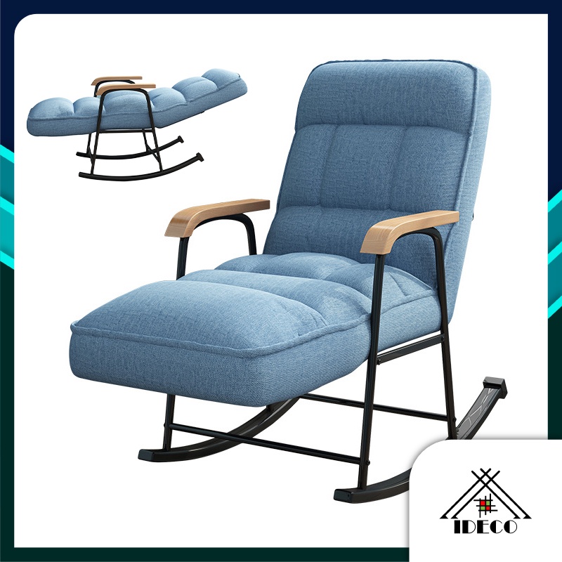 iDECO Fabric Rocking Chair Recliner Adult Household Lazy Resting Sofa ...