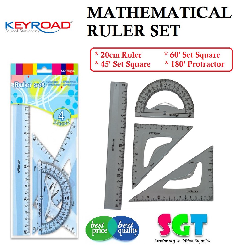 KEYROAD Mathematical Ruler Set ( 4's Set ) | Shopee Malaysia