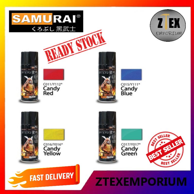 🔥READY STOCK🔥 SAMURAI CANDY COLOUR CAN SPRAYS C011-Y112Candy Red/C015 ...
