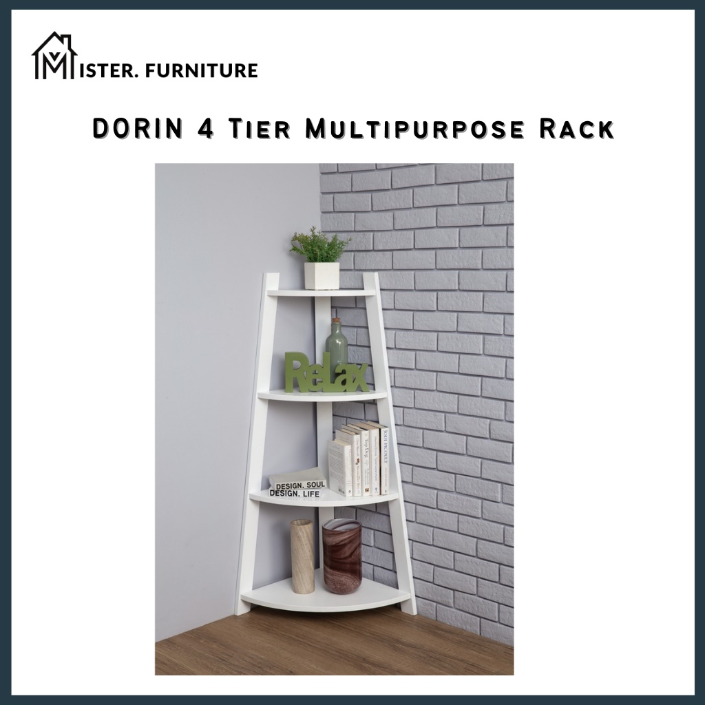 DORIN 4 Tier Display Rack Corner Rack Bookcase Book Rack Bookshelf ...