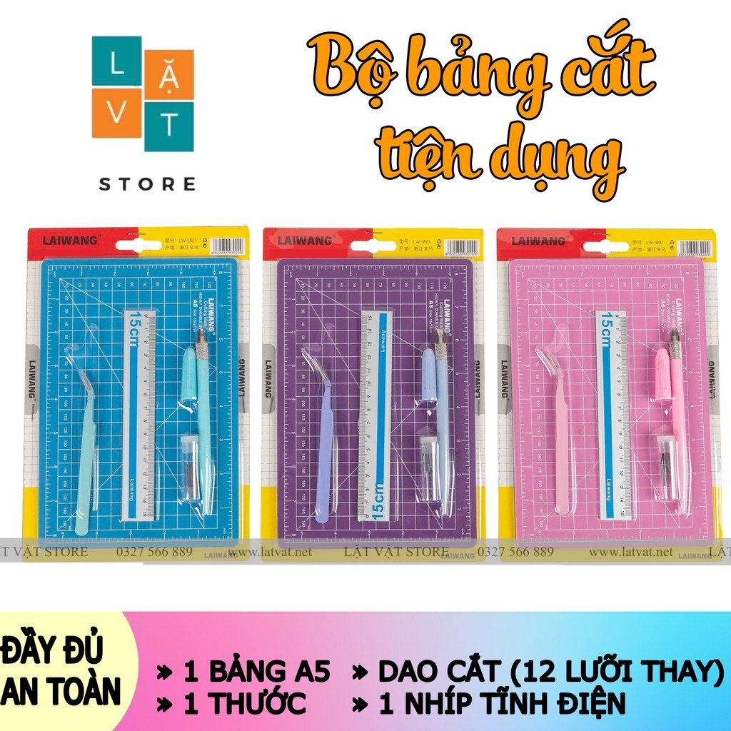 Set of 4 Piece cutting board, cutter, tweezers and ruler for crafts ...