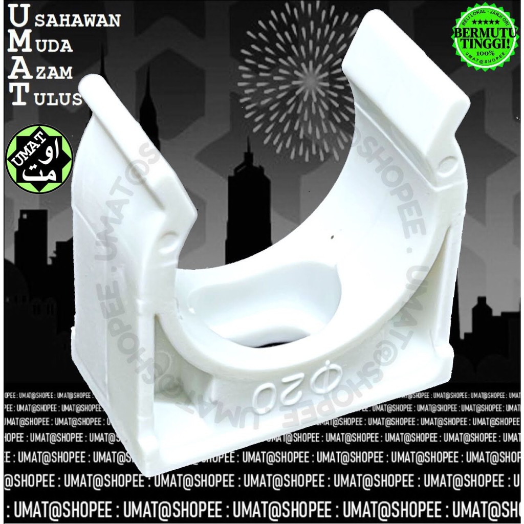 U Klip Pelana Berlapik Paip PVC 20mm (3/4”) 25mm (1”) Pipe Spring Clip ...