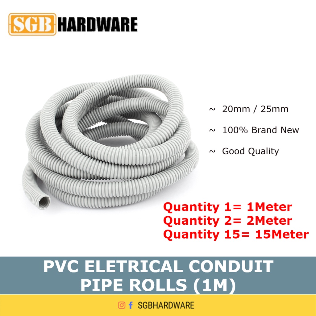 20mm(3/4") 25mm(1") Electrical Conduit Corrugated PVC Flexible Pipe ...