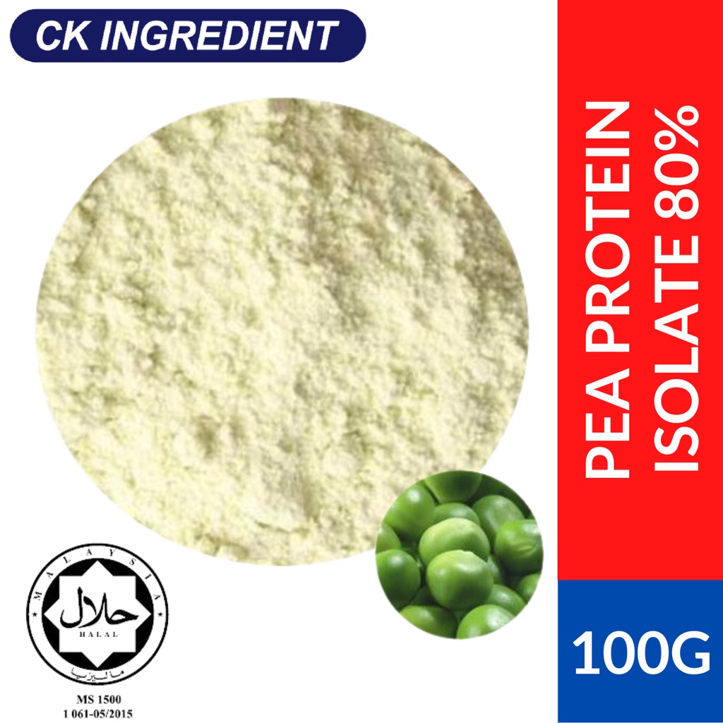 (Halal) Pea Protein Isolate 80% (Pure Taste) 100g - Protein Kacang Pea ...