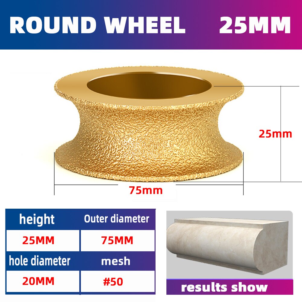 1PC Bore 20mm Dia 3inch/75mm Dry Vacuum Brazed Diamond Grinding Wheel ...