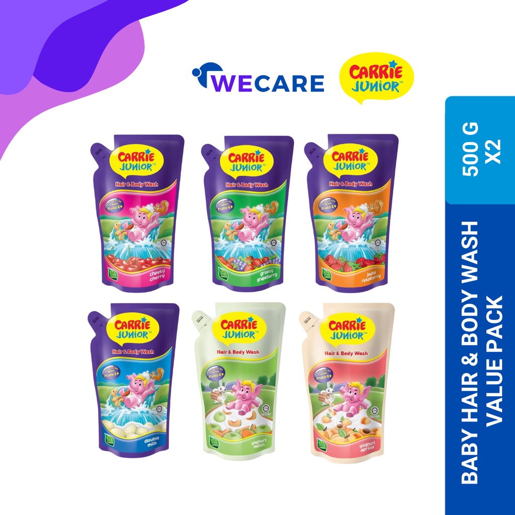 Carrie Junior Baby Hair & Body Wash Value Pack (475g/500g x 2) - 6 Variants | We Care | Shopee ...