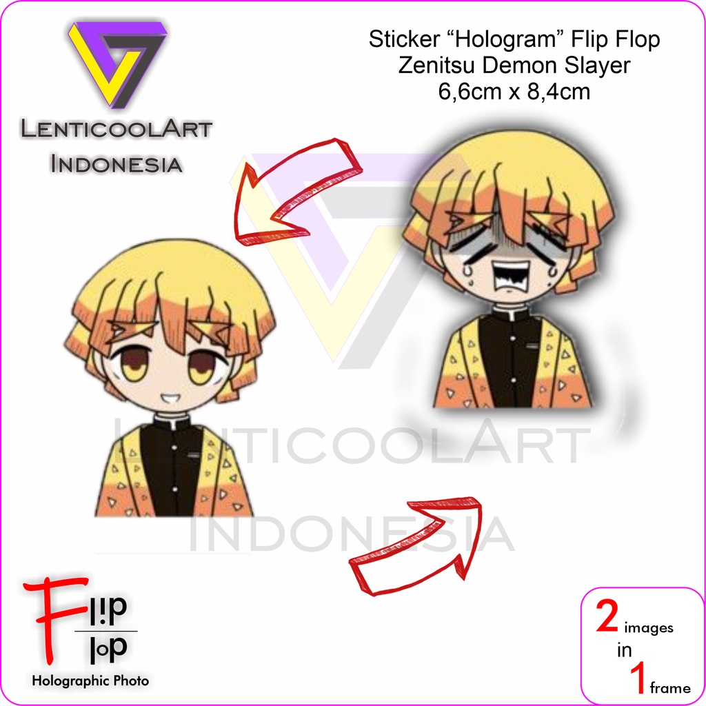 3d Demon Slayer Zenitsu Crying Flip Flop Hologram Sticker | Shopee Malaysia