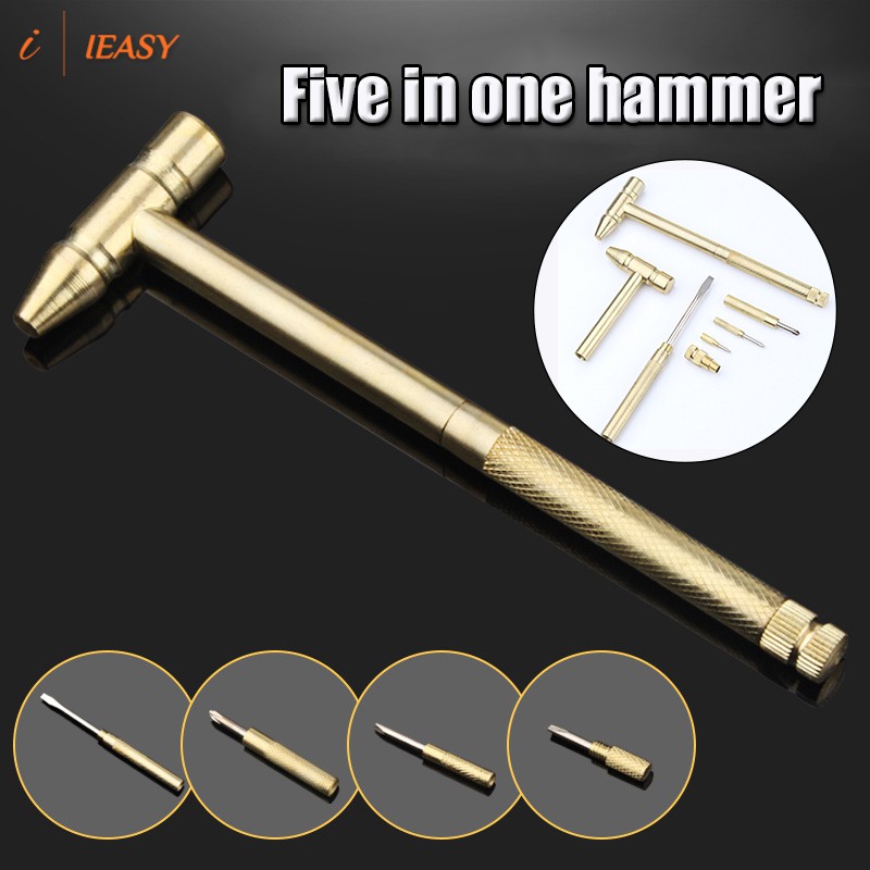 Copper Hammer 5 In 1 Multifunctional Hammer Built-in Small Screwdriver ...