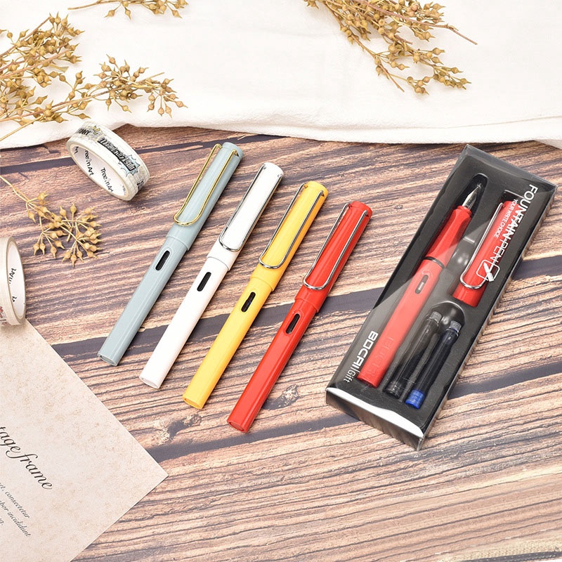 High quality fountain pen set with disposable blue and black ink ...