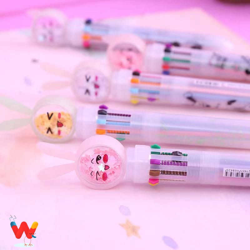 Cartoon Sequin Ballpoint Pen Ten-Color Press Pen Student Stationery ...