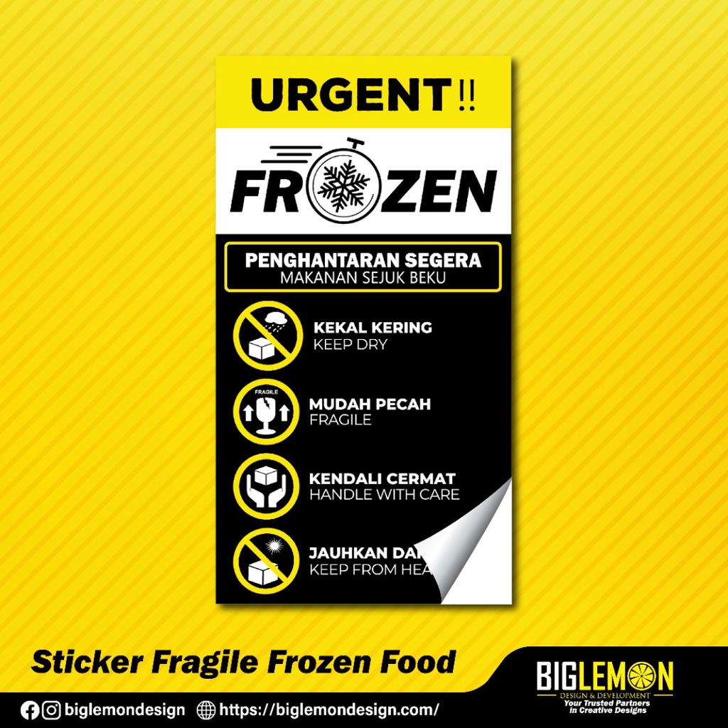 Sticker Fragile Frozen Food (12pcs)/Sticker post frozen/Sticker post ...