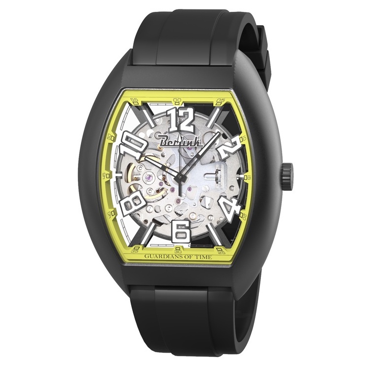 BERLINK AUTOMATIC Skeleton Watch Barrel Shape 30M Water Resistant 2 ...