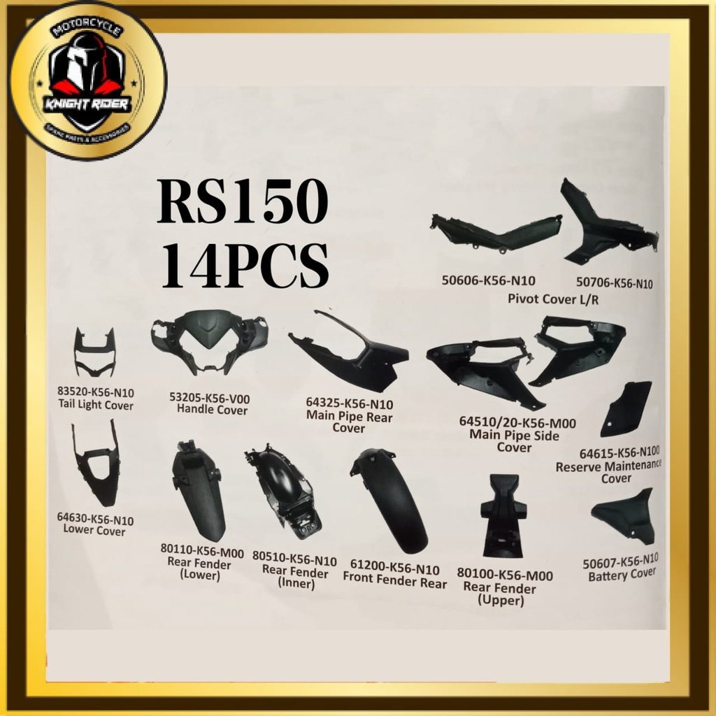 14 PCS HLD INNER COVER RS150 COVER SET RS150R RS150 V1 BLACK SET TUDUNG ...