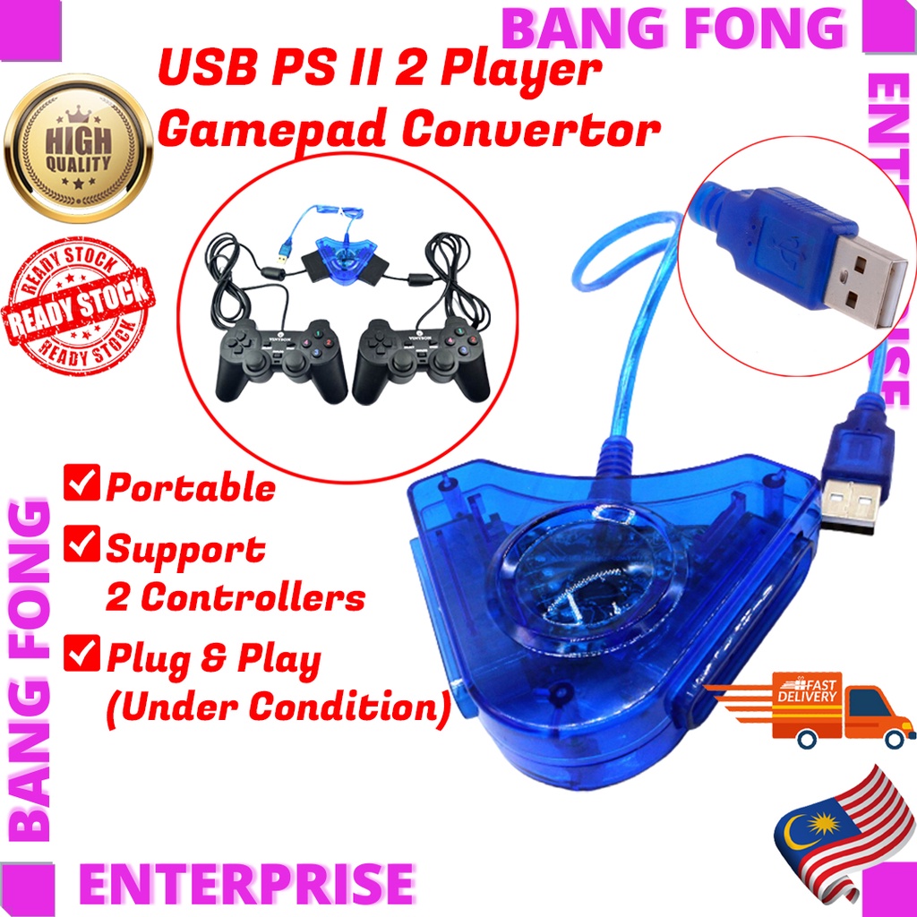 Joystick USB Dual Player Converter Adapter Cable For PS2 Gamepad Dual ...
