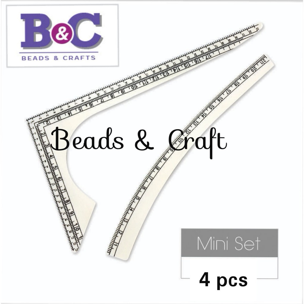 4 pcs in Set Mini L Shape & Curve Ruler/ Pembaris Kecil L & Lengkung ...