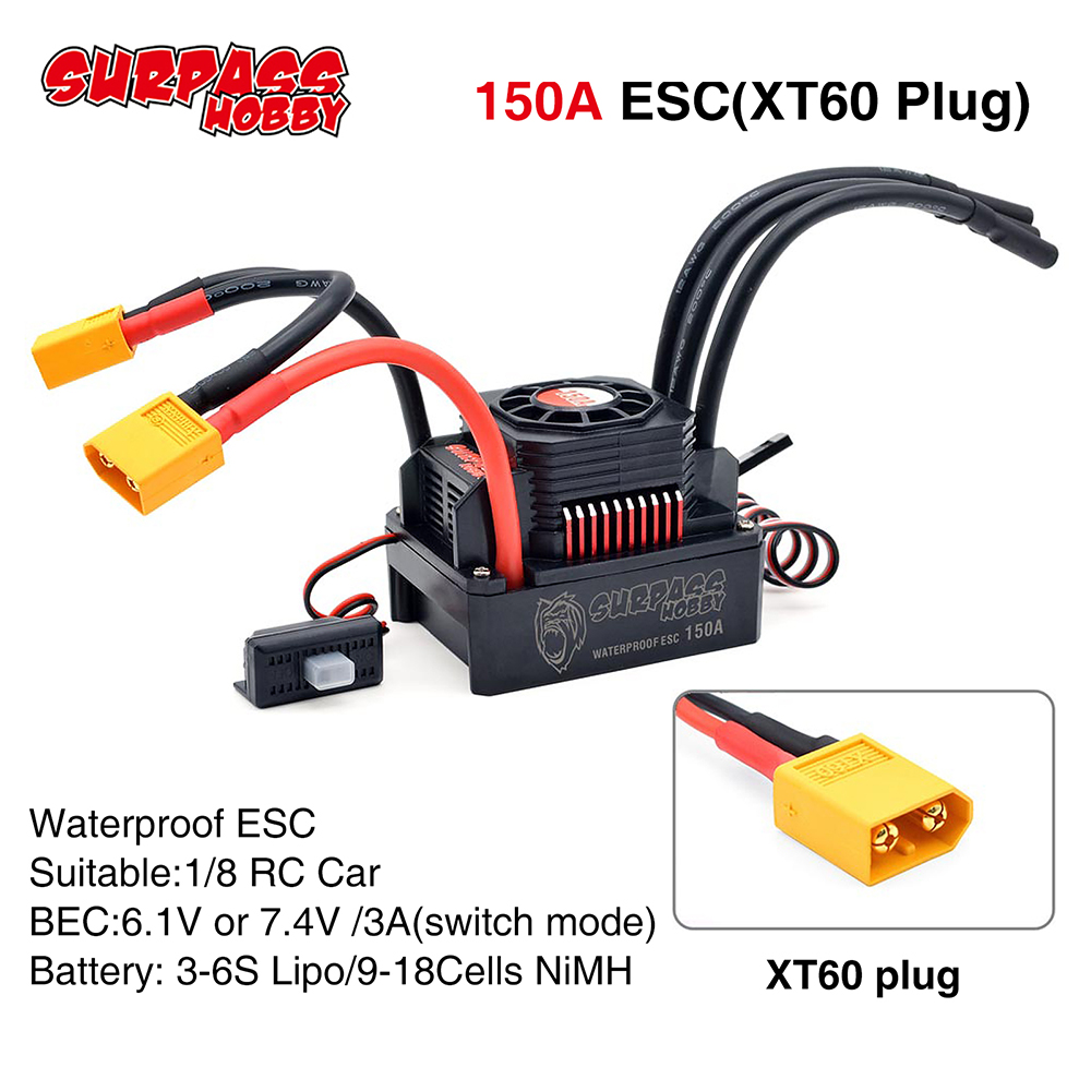SURPASSHOBBY ESC 150A 80A 120A 25A 35A 45A 60A Waterproof for 1/8 1/10 ...