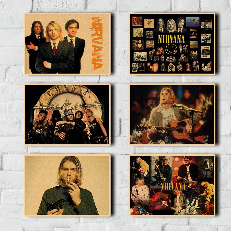 Famous Band Retro Nostalgic Rock Nirvana Kurt Cobain Dormitory Poster ...