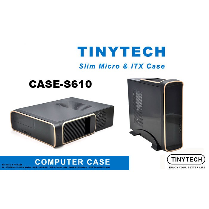 TINYTECH SLIM MICRO & ITX CASE S610 MINI CASING W/POWER SUPPLY (CASE ...