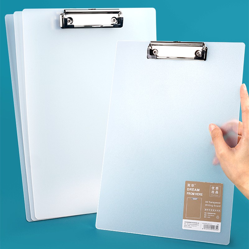 A4 Clear Paper File Clip Plastic matte Material With Metal Clip ...