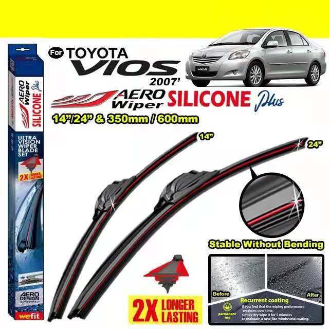 Toyota Vios 2007 - 2019 Aero Wiper Red Line Silicone Plus 1pair (14"/24 ...