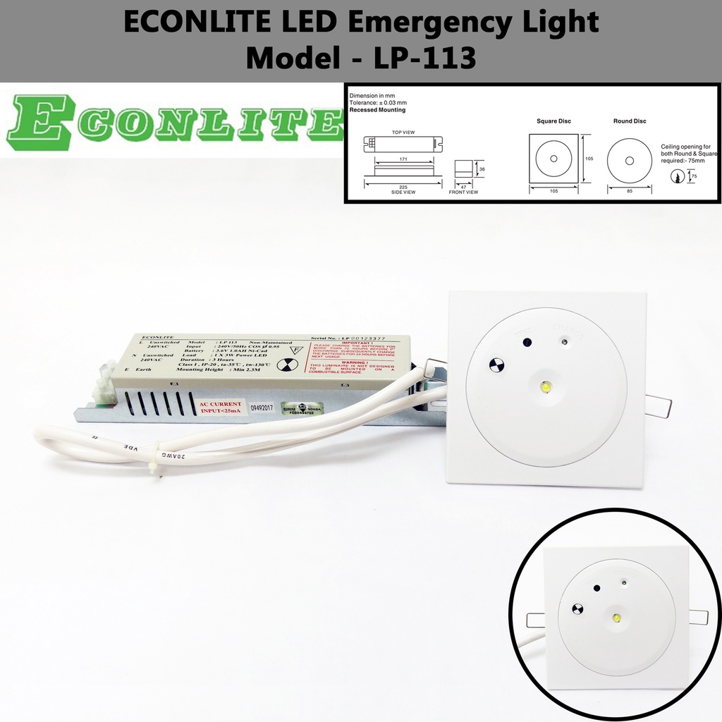 ECONLITE Lampu Kecemasan LED / Tanda Keluar LED [LP-113/LP-333/LE-115 ...